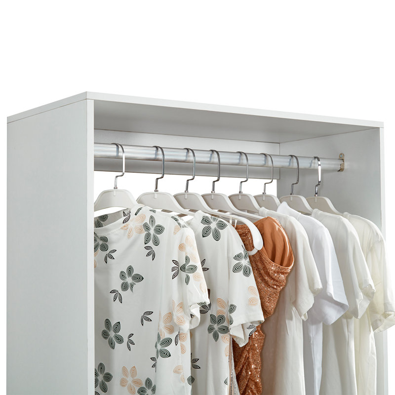 Latitude Run® Closet Organizer System with Drawers and Hanging Rods, Open Wardrobe for Walk-in ...